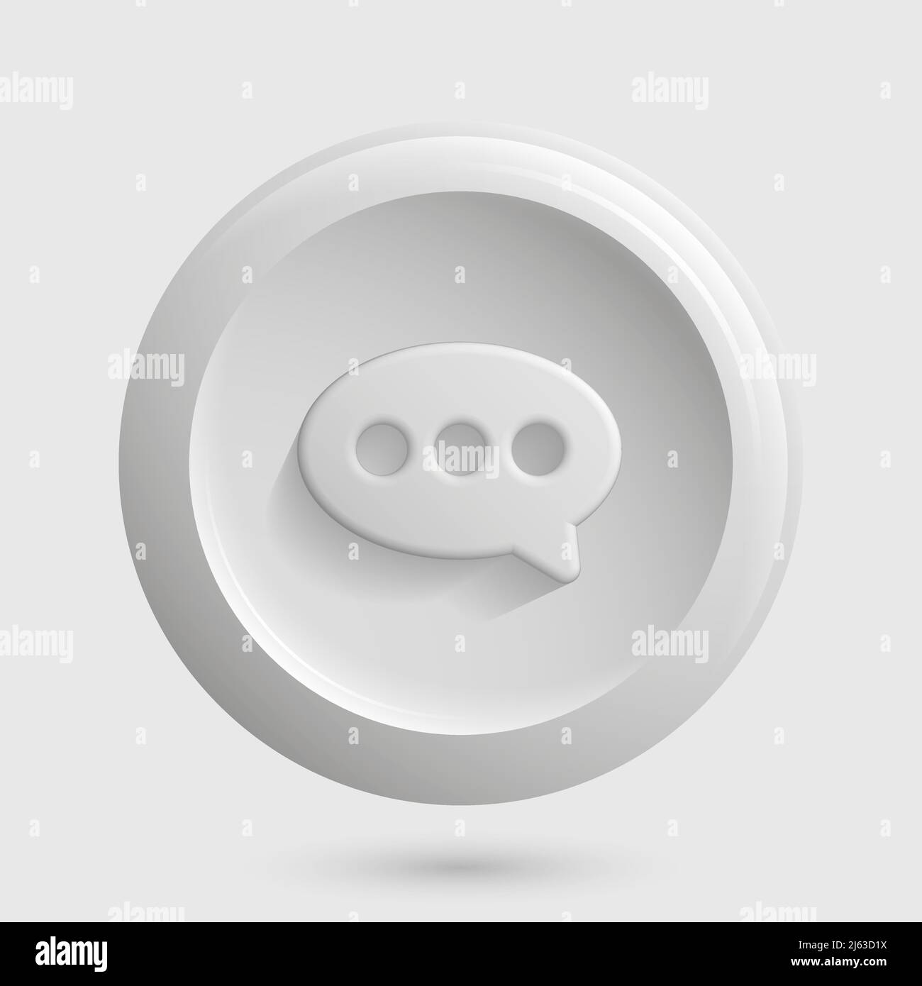White Round Message Icon. Isolated 3D Texting Button. Vector ...