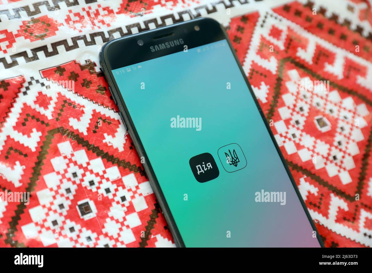 TERNOPIL, UKRAINE - APRIL 24, 2022: Diia app on smartphone screen. Diya ...