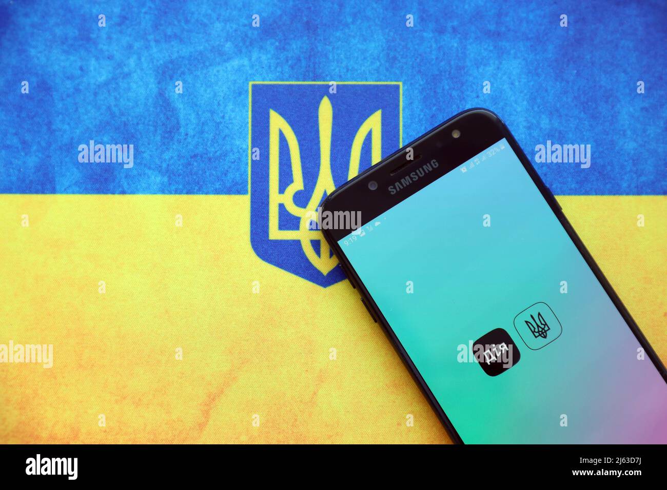 TERNOPIL, UKRAINE - APRIL 24, 2022: Diia app on smartphone screen. Diya ...