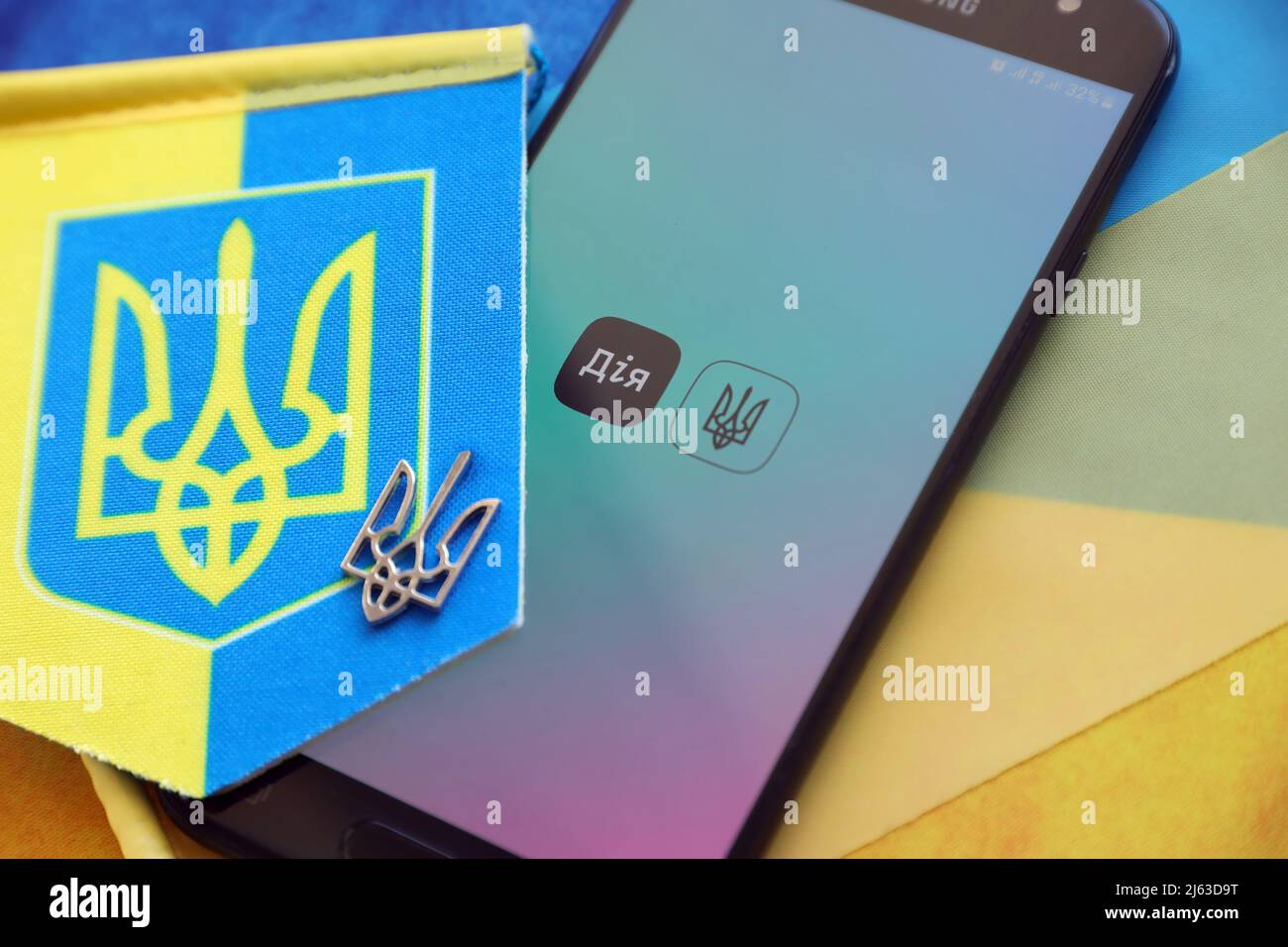 TERNOPIL, UKRAINE - APRIL 24, 2022: Diia app on smartphone screen. Diya ...