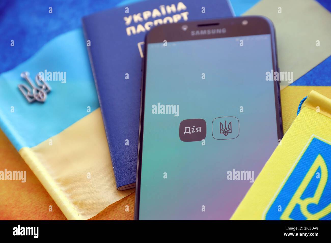 TERNOPIL, UKRAINE - APRIL 24, 2022: Diia app on smartphone screen. Diya ...