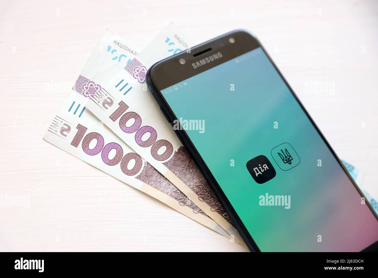 TERNOPIL, UKRAINE - APRIL 24, 2022: Diia app on smartphone screen. Diya ...