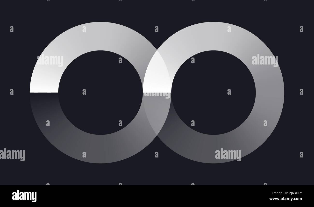 Intersecting circles, rings abstract geometric icon, vector ...