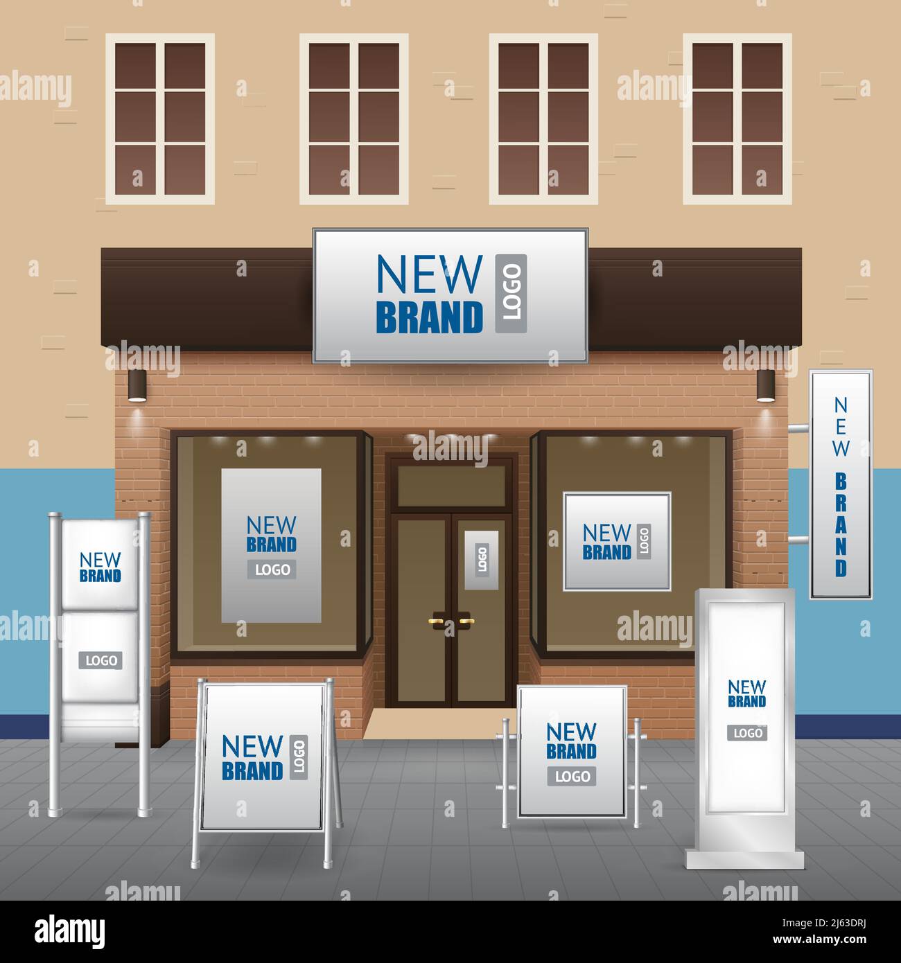 Outdoor advertising for corporate identity with different shapes of ...