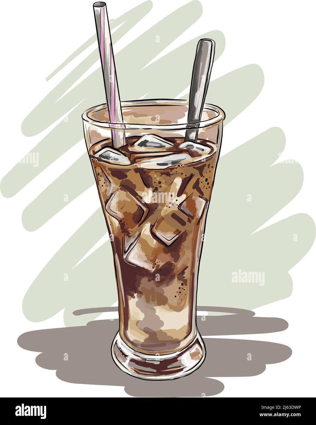 iced coffee illustration that can be used for menu books and cafe ...