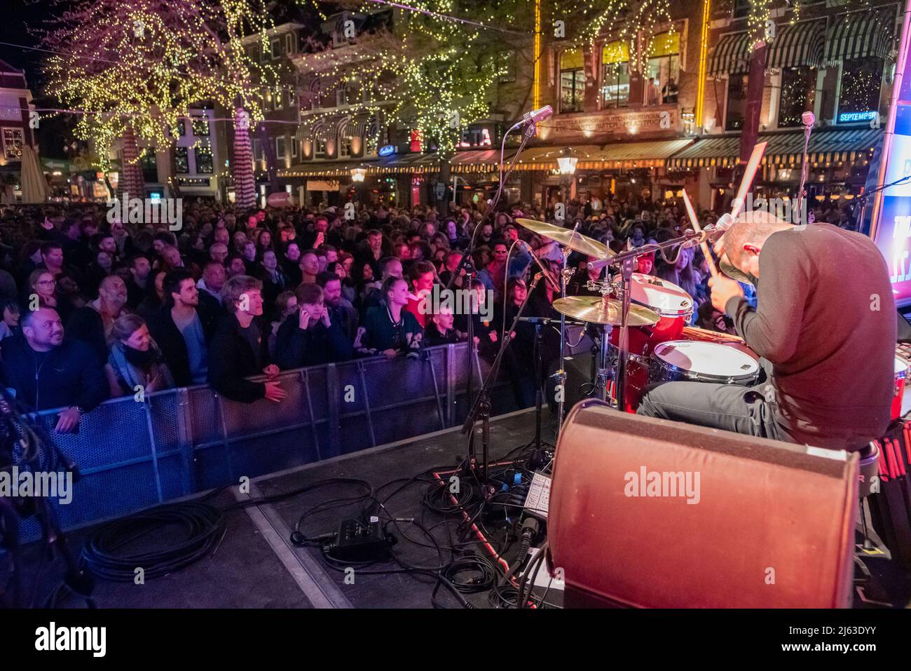 Party favelas in full swing seen from the stage in the Grote Market ...