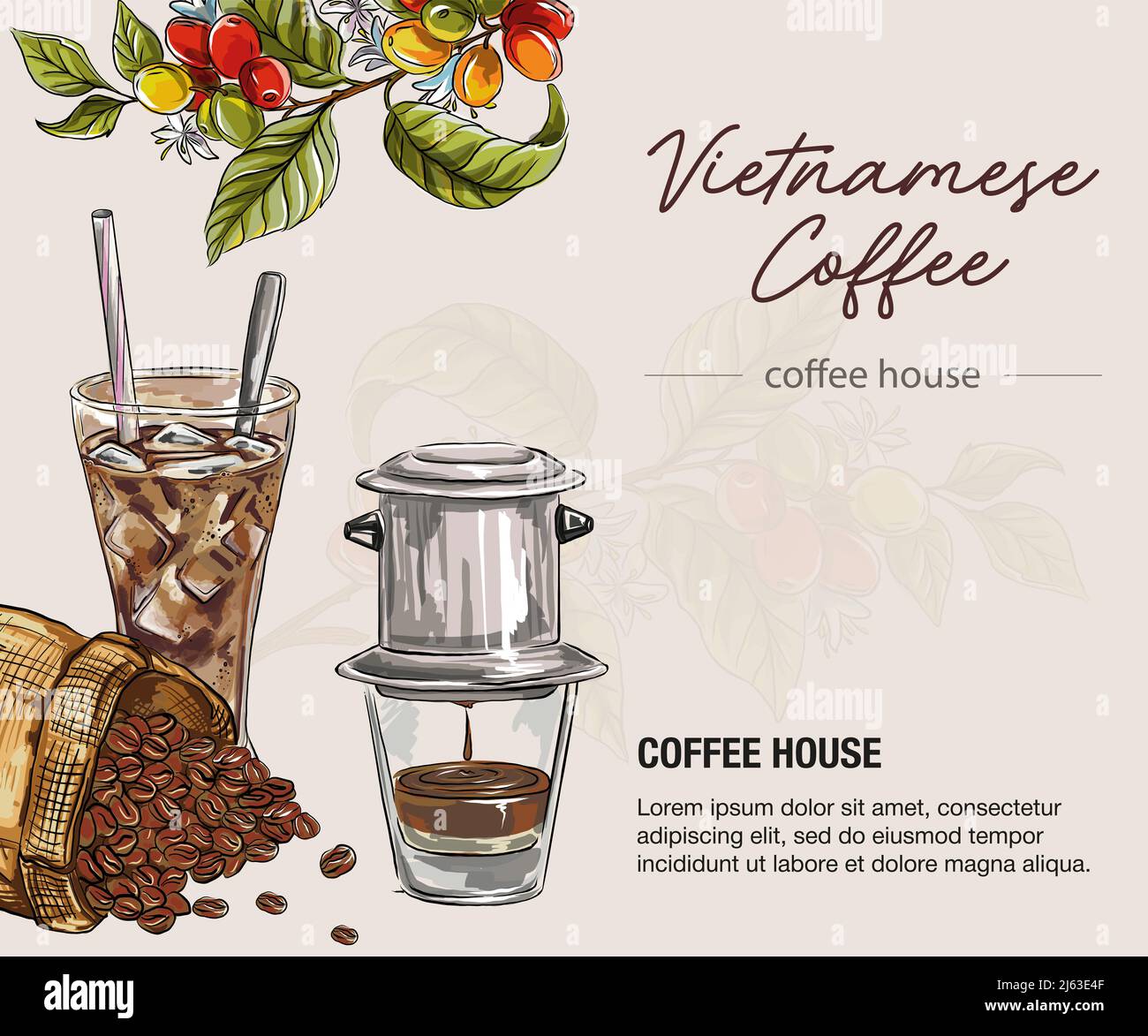 coffee cups with vietnamese coffee drip. vector illustration. Graphic ...