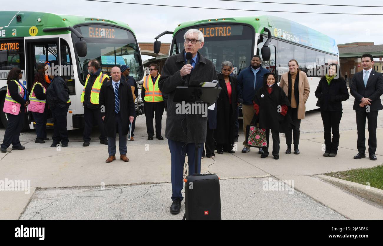 April 27, 2022, Racine, Wisconsin, USA: WisconsIn GOV. TONY EVERS helps ...