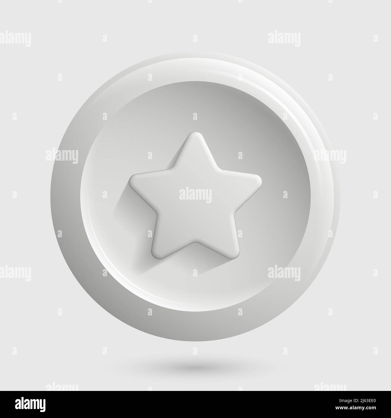 White Star Icon. 3D Round app button. Vector illustration Stock Vector ...