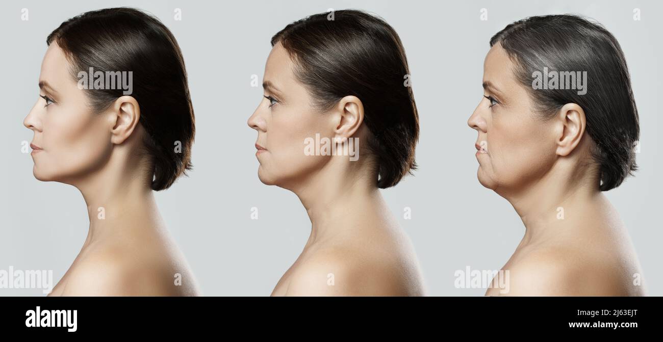 Aging concept. Comparison of young, middle aged and elderly age Stock ...