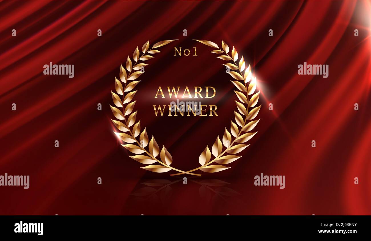 realistic Vector award winner nomination ceremony on red luxury ...