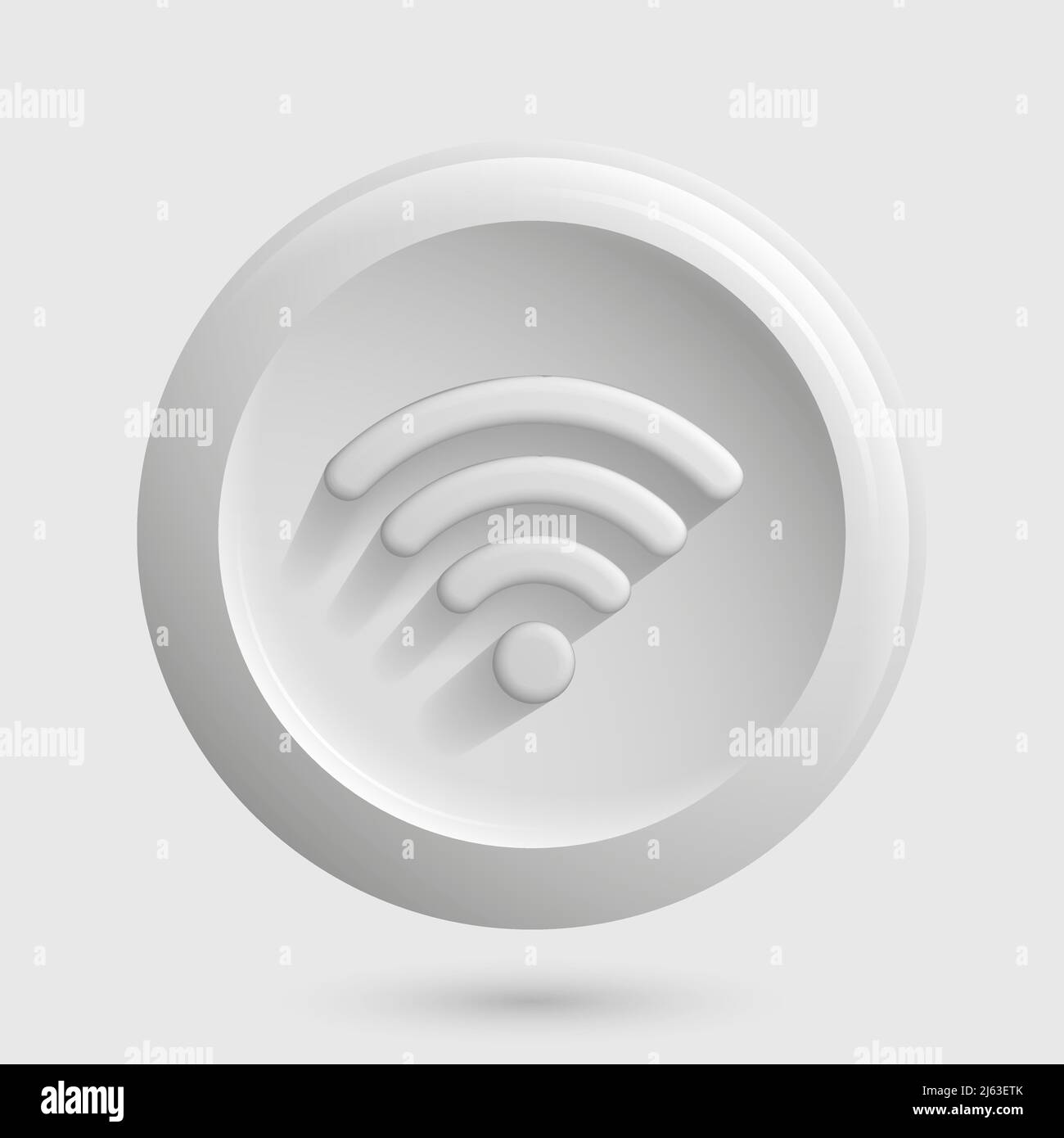 White monochromatic WiFi Icon. 3D Internet Access Element. Vector ...