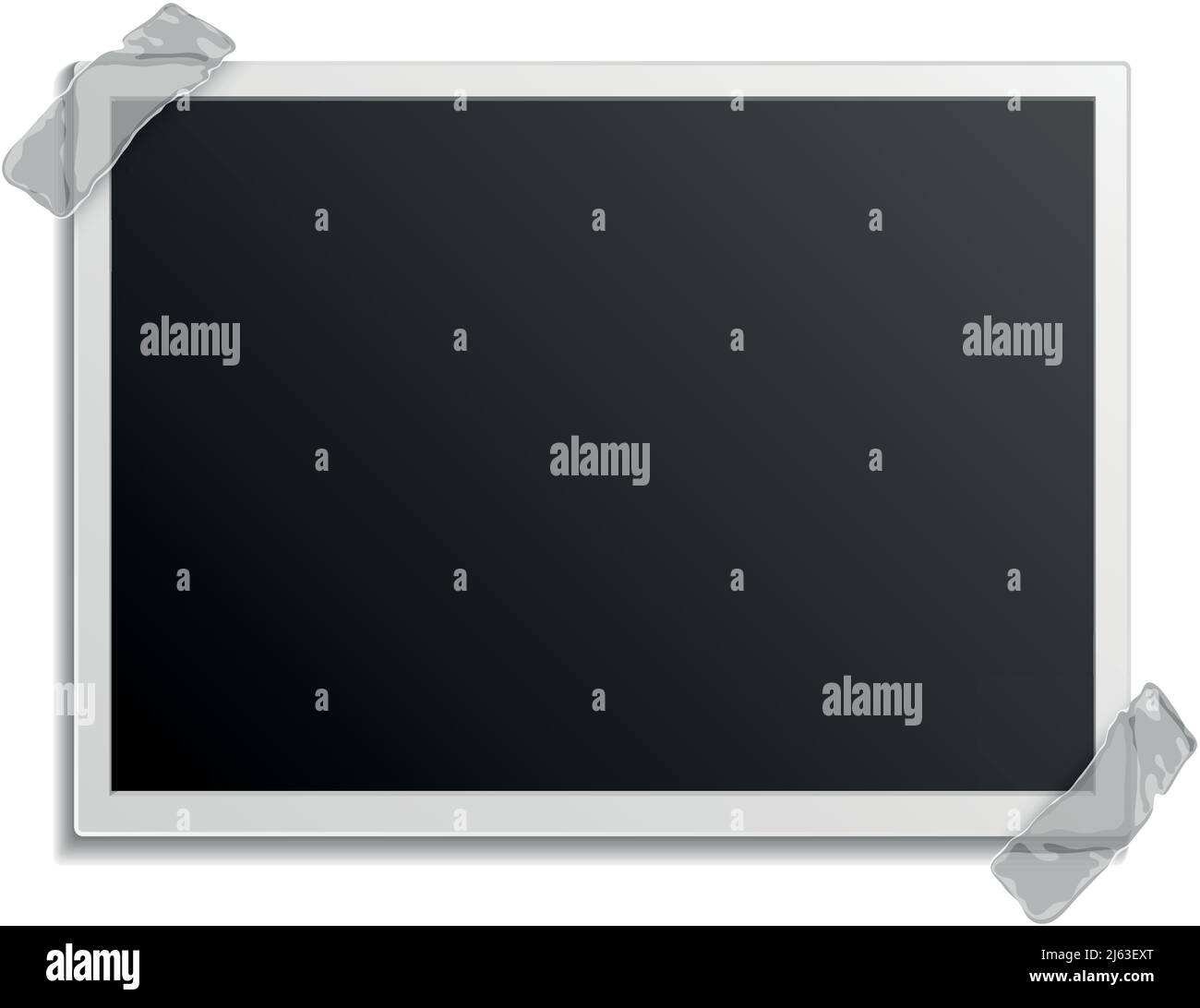 Photo frame sticked with tape. Square picture mockup Stock Vector Image ...