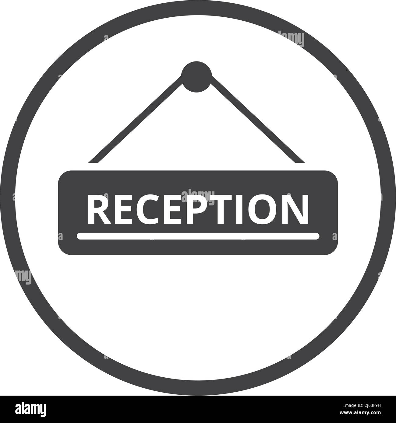 Reception sign. Round hotel icon. Registration service Stock Vector ...