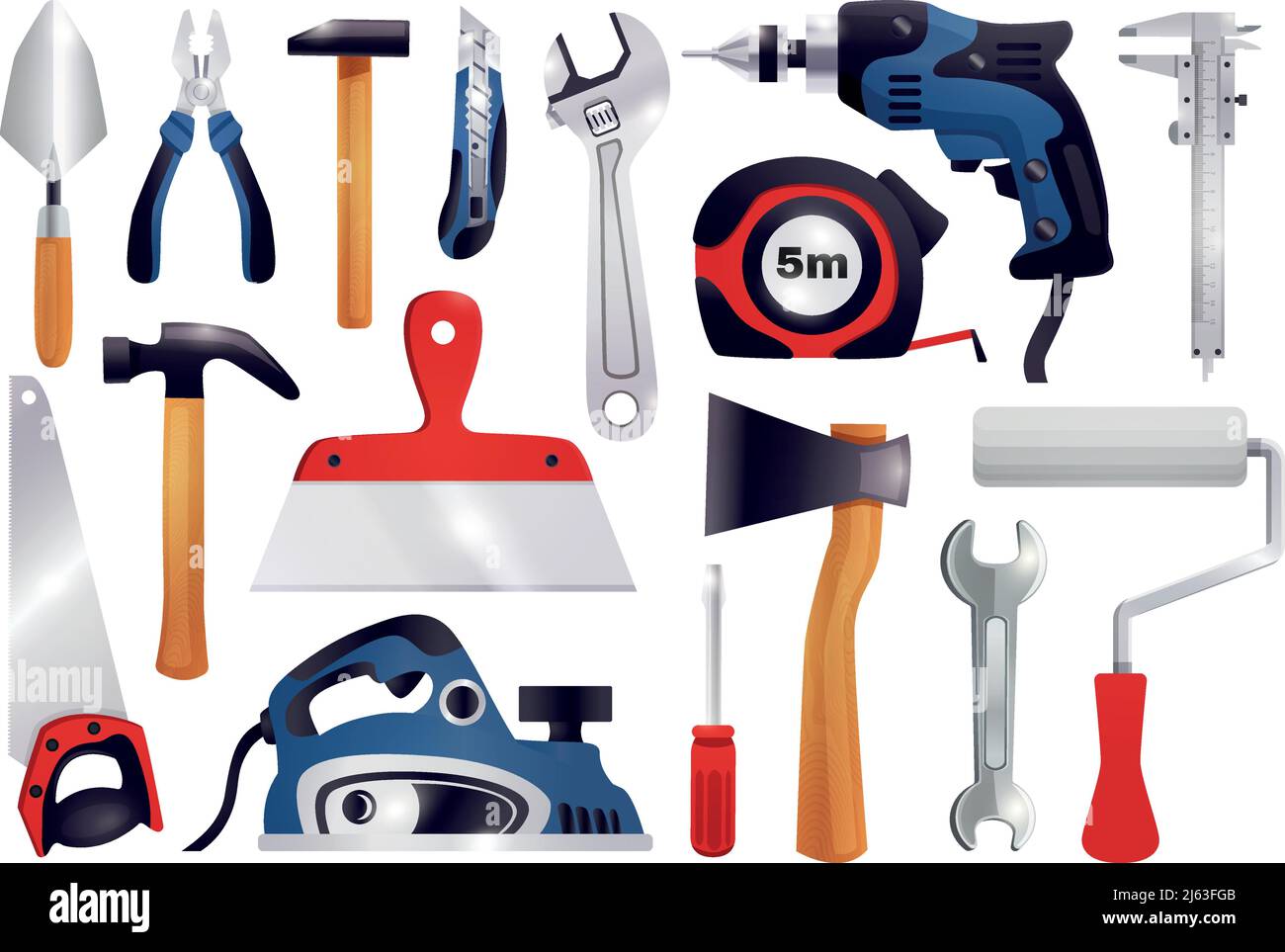 House repair renovation remodeling realistic carpentry tools set with ...