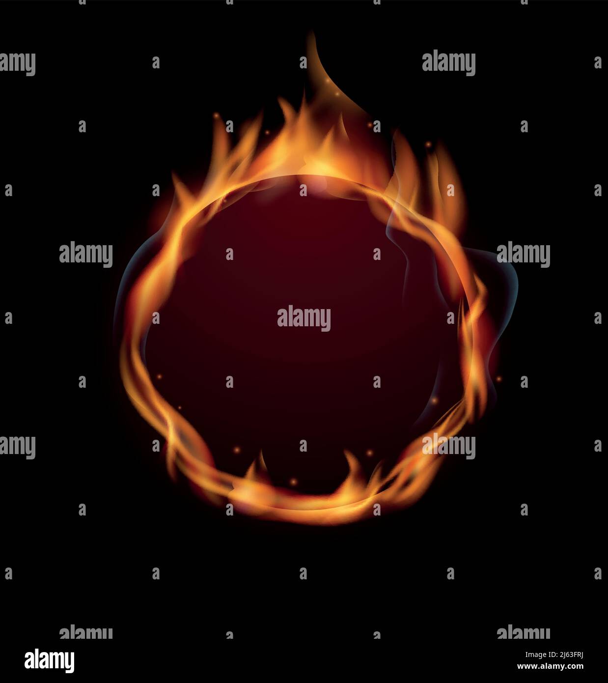 Round fire template. Realistic burning circular flame Stock Vector ...