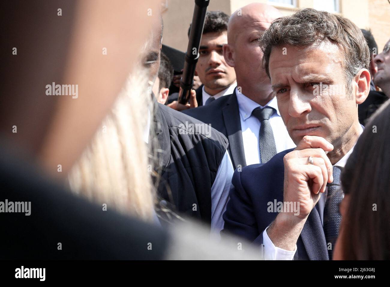 Paris, France. 27th Apr, 2022. President Emmanuel Macron meets ...