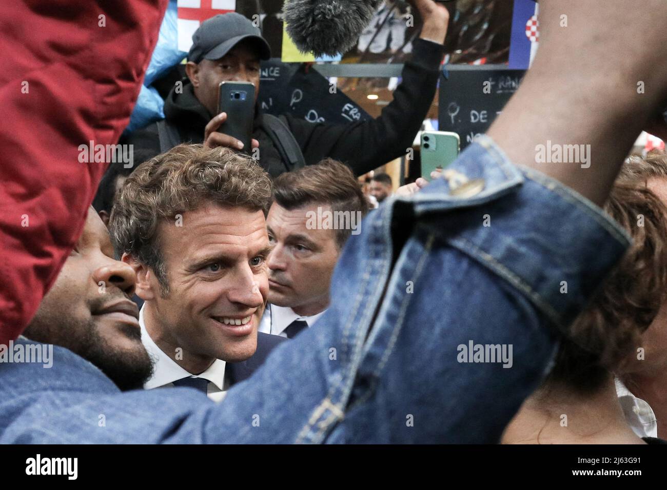 Paris, France. 27th Apr, 2022. President Emmanuel Macron meets ...