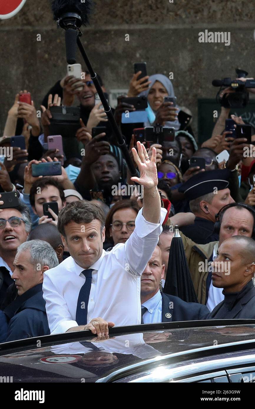 Paris, France. 27th Apr, 2022. President Emmanuel Macron meets ...