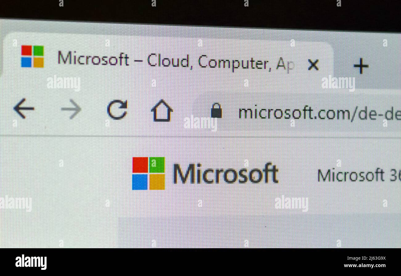 Hamburg, Germany - 27. April 2022: Extreme close-up of Microsoft ...