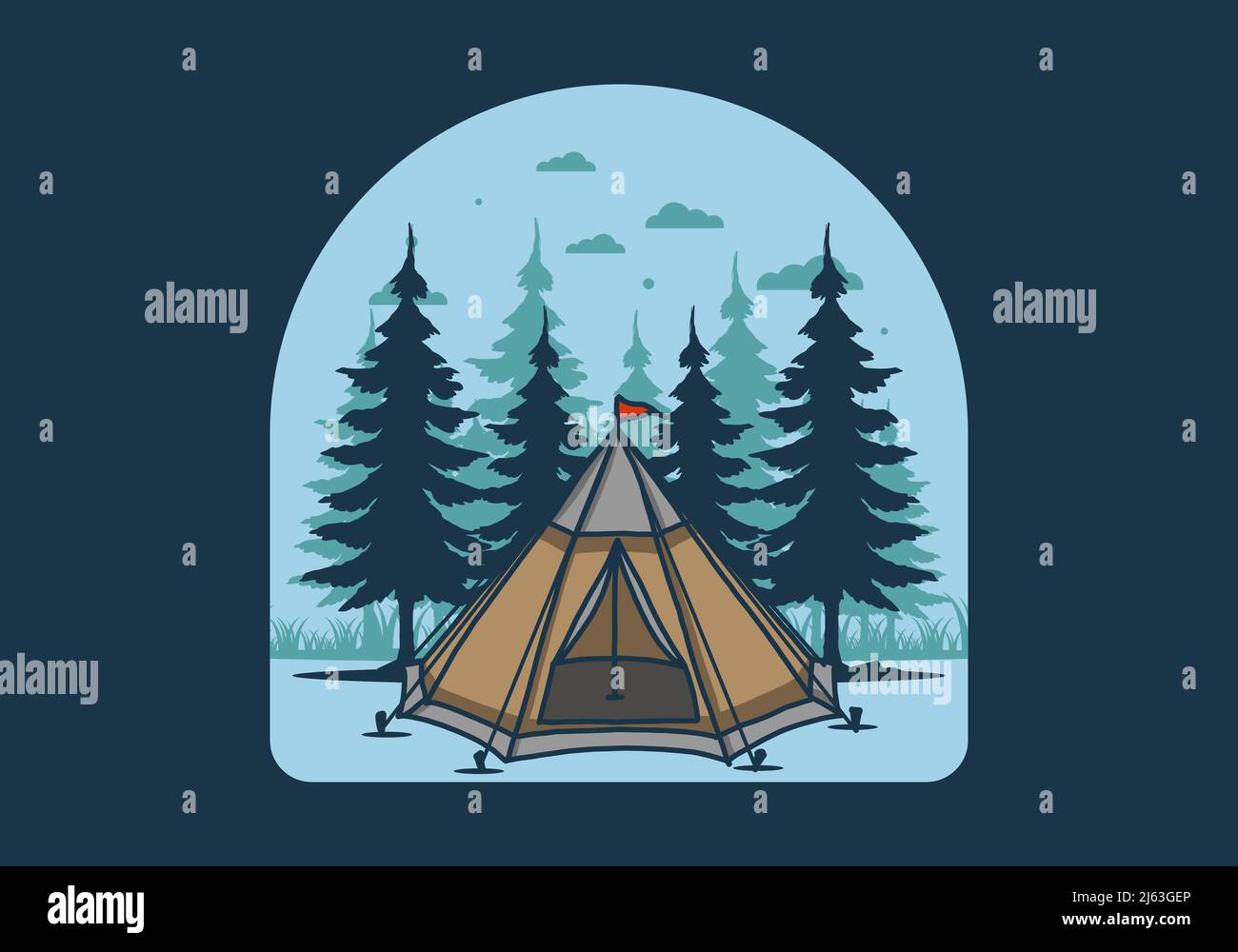 Cone tent and pine trees illustration design Stock Vector Image & Art ...