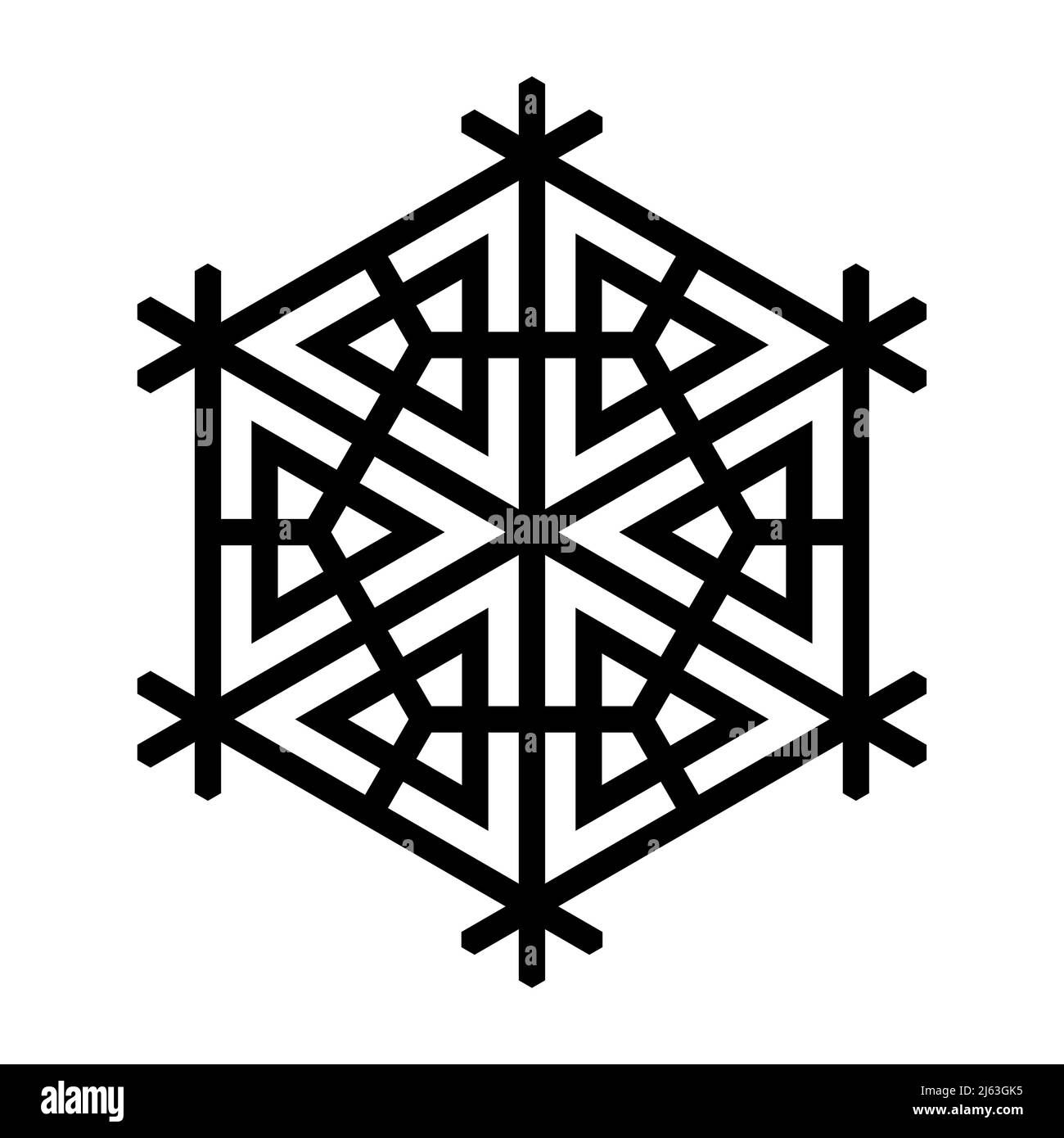 Design element in the form of a snowflake. Traditional Japanese craft ...