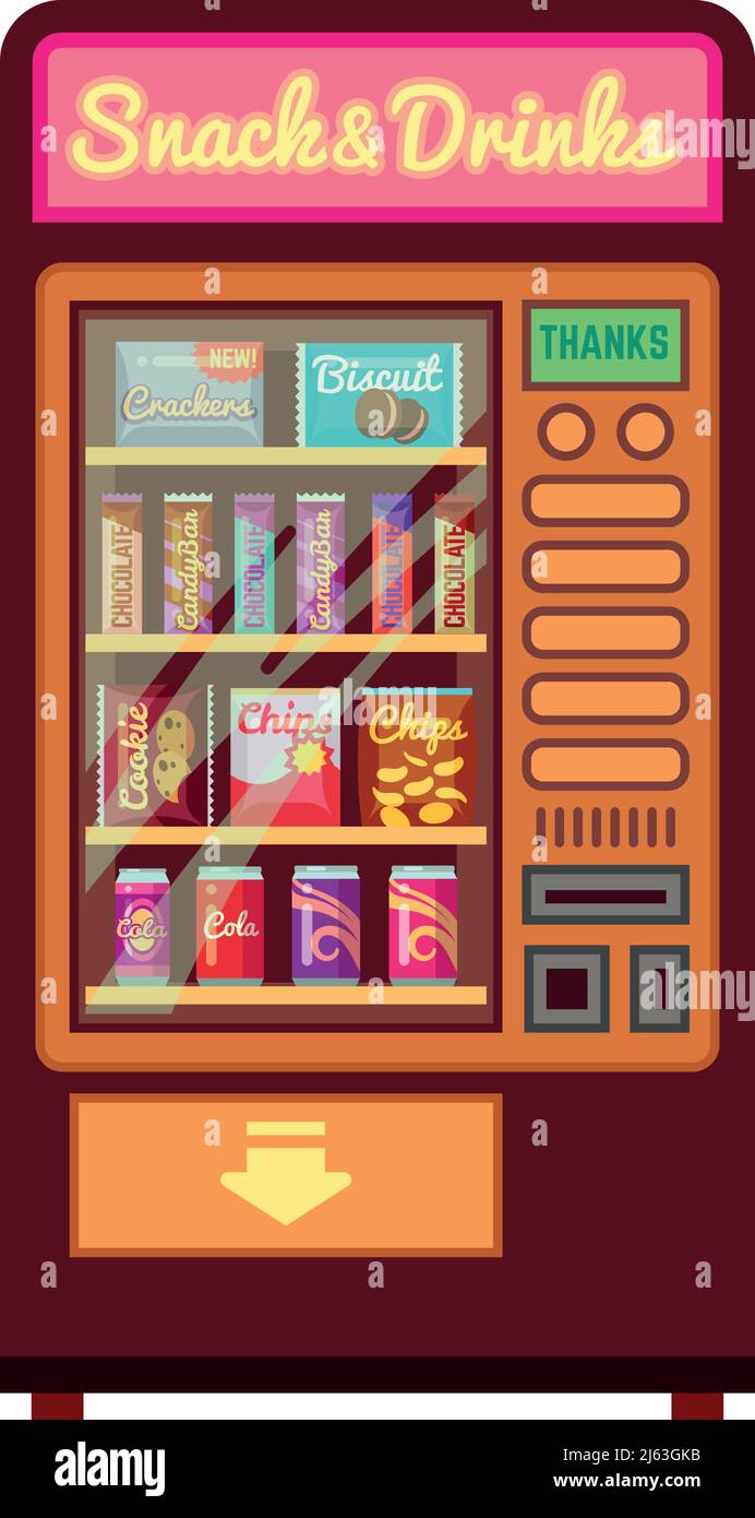 Vending machine. Cartoon snack and drinks selling Stock Vector Image ...
