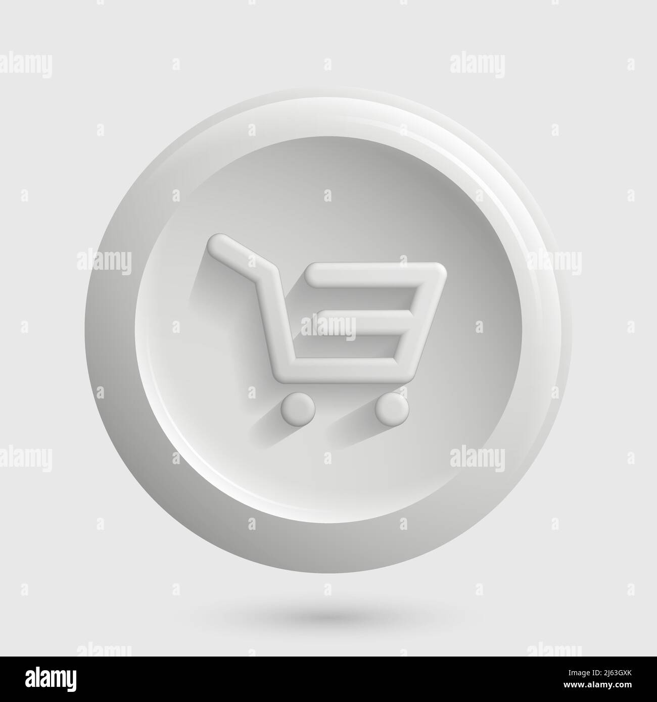 Shopping Icon. White Round Button. Vector illustration Stock Vector ...