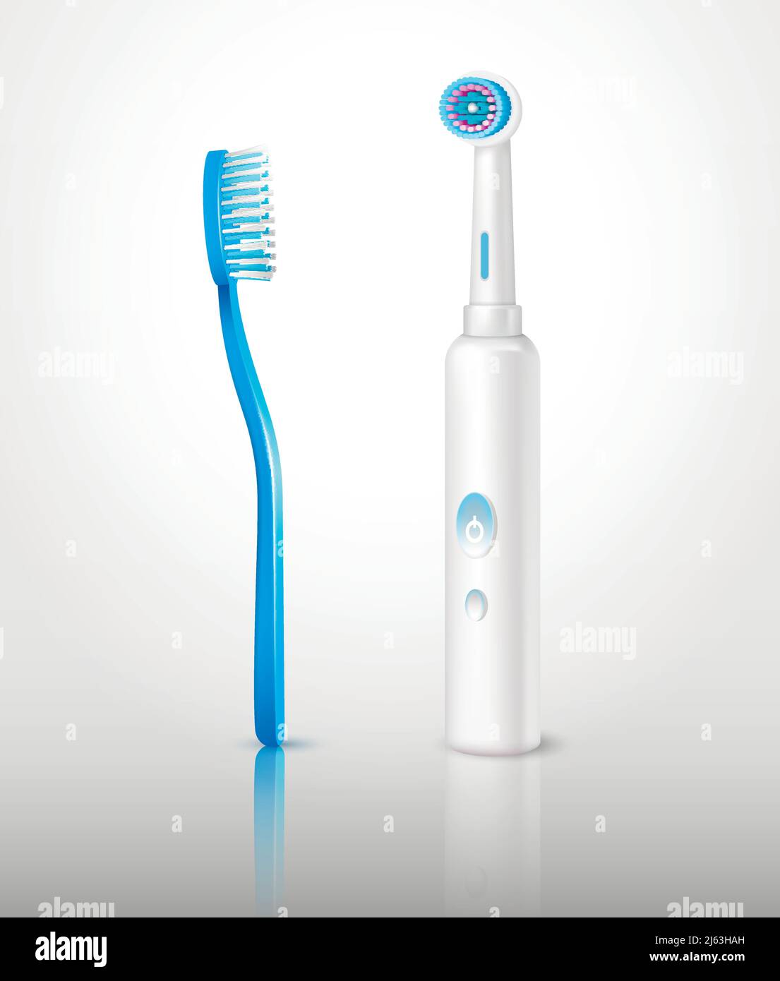 Realistic set of two classic and electric toothbrushes isolated on ...