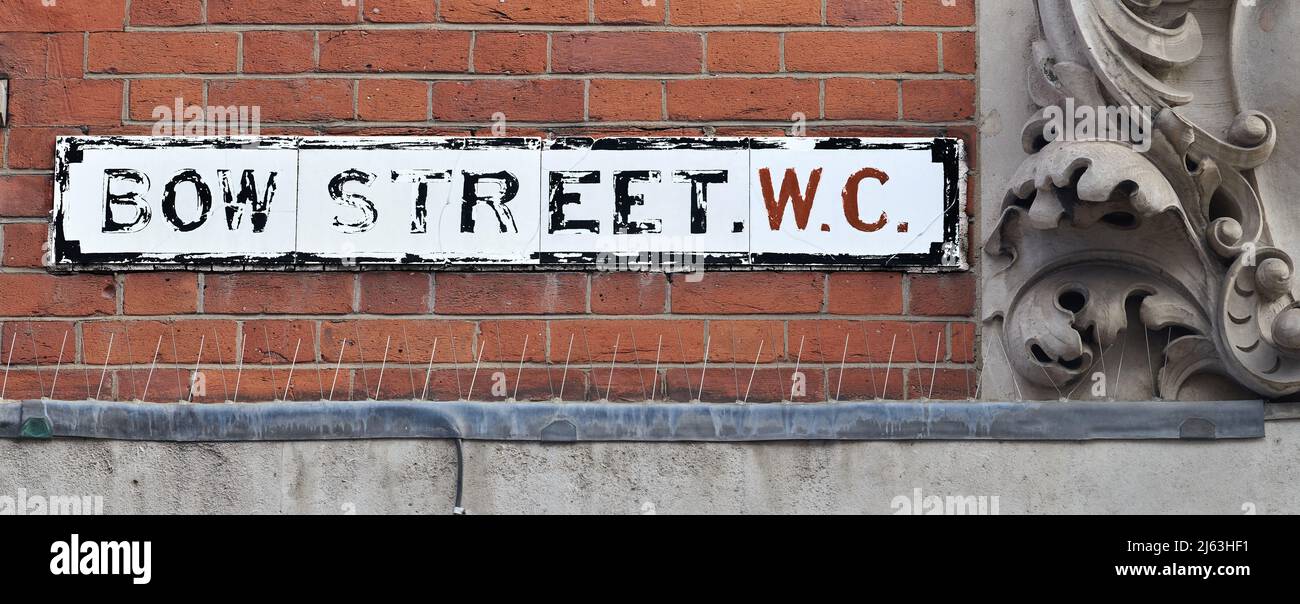 Street sign for Bow Street, London, WC2, England Stock Photo - Alamy