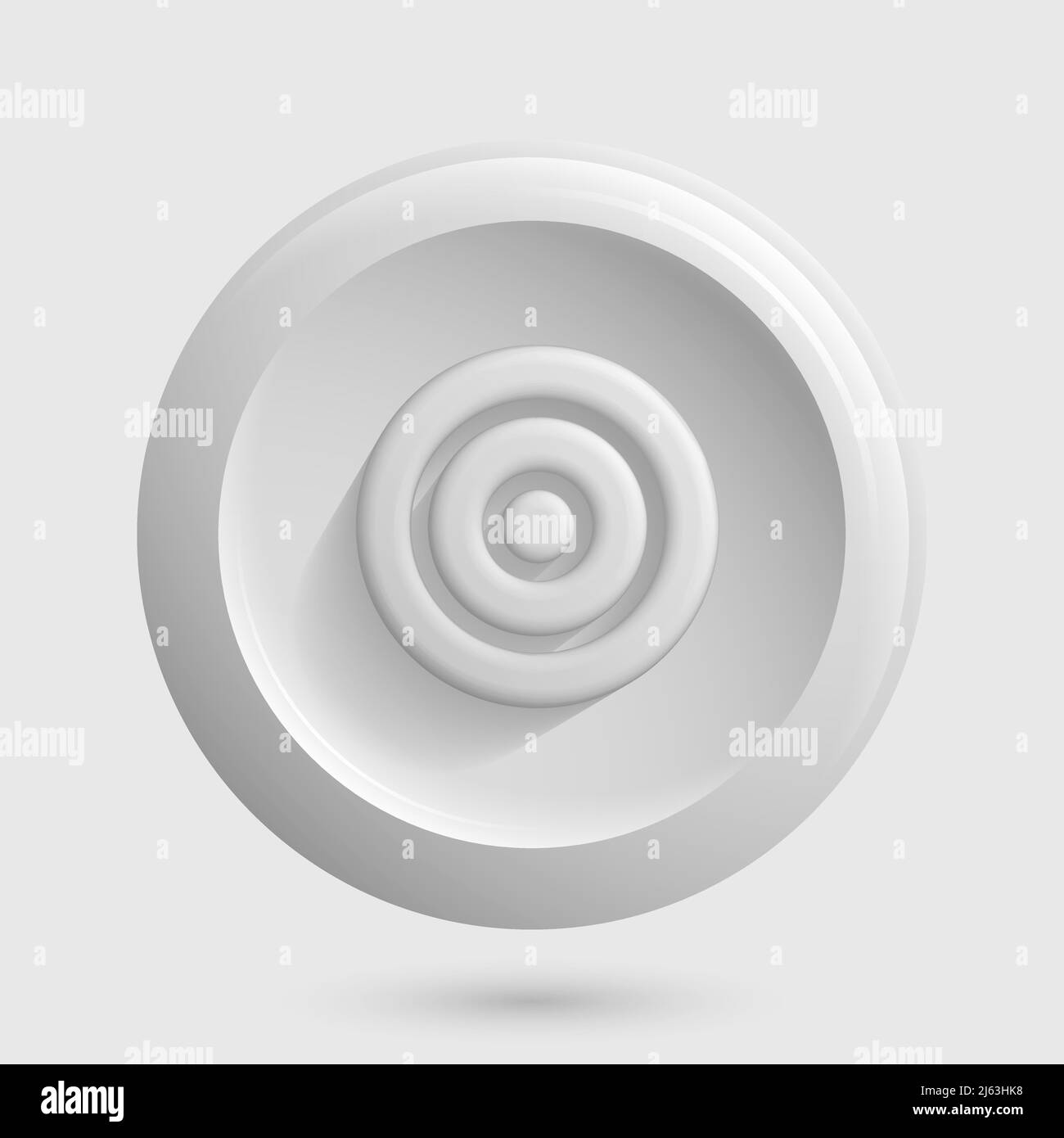 Blank White Target Icon. Isolated Round 3D Button. Vector illustration ...