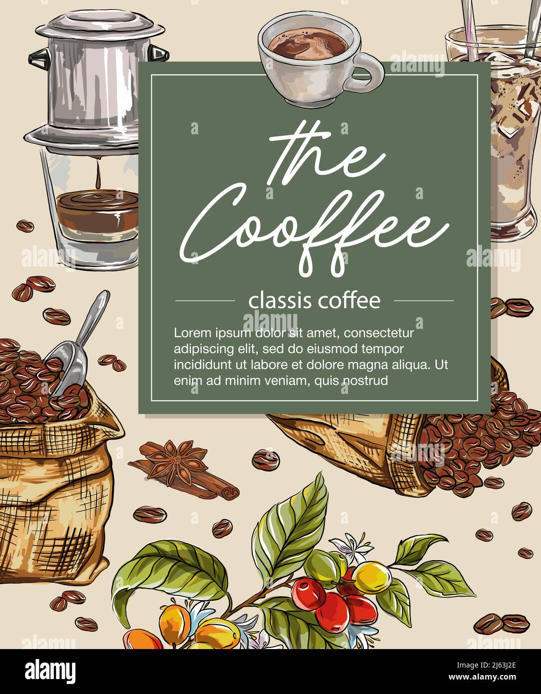 coffee background with freehand drawings that can be used for menu ...