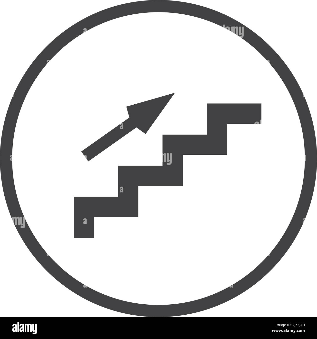 Upstairs round sign. Upward stairs black symbol Stock Vector Image ...