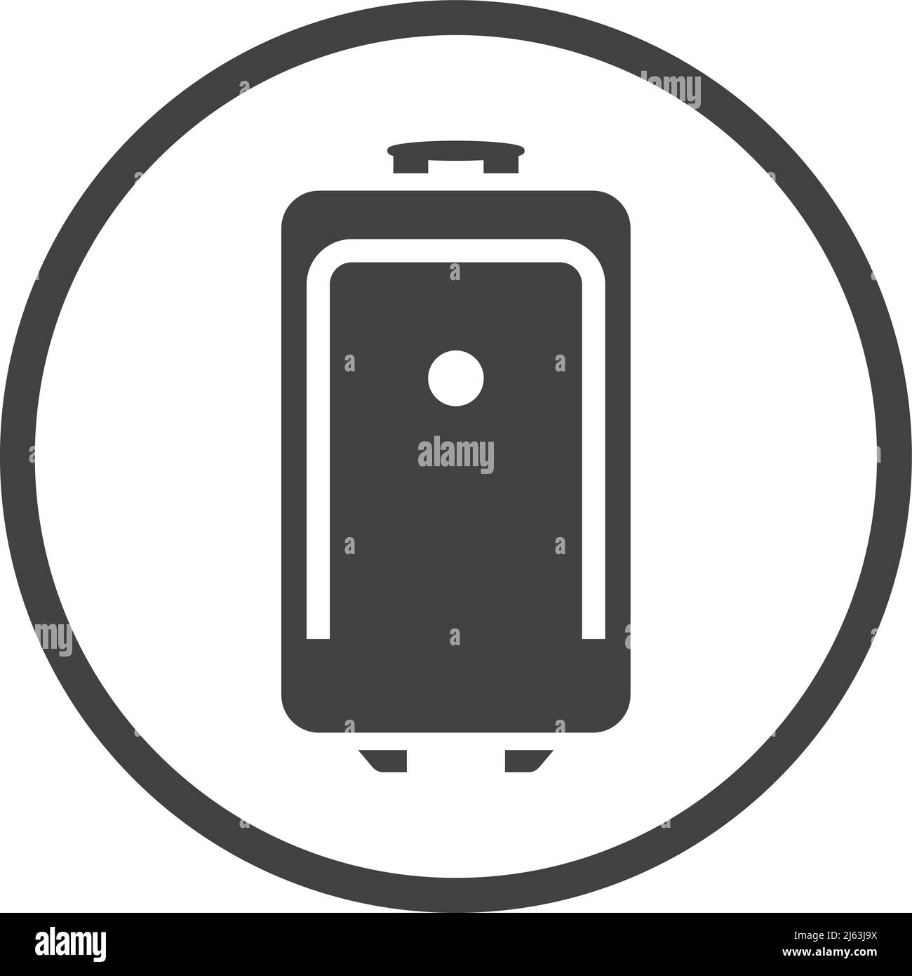 Luggage icon. Round baggage storage sticker. Black suitcase sign Stock ...