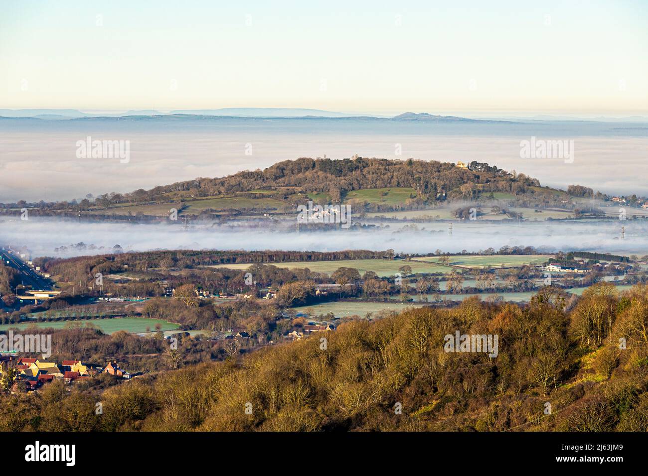 A temperature inversion causing fog to obscure the Vale of Gloucester ...