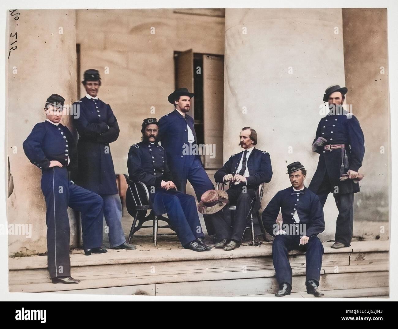 Brigadier General Gustavus A. DeRussy and Staff on Steps of Arlington ...