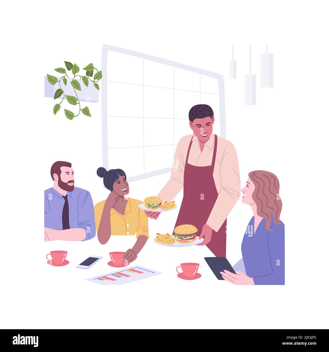 Lunch with colleagues isolated cartoon vector illustrations Stock ...