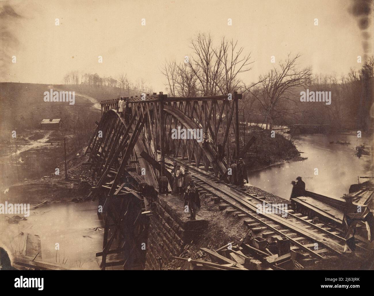 Part of Construction Corps Building New Military Truss Bridge Across ...