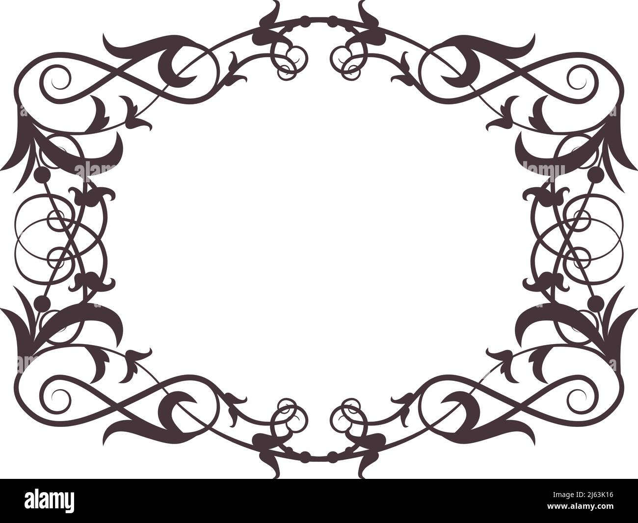 Vintage floral filigree border. Decorative elegant frame Stock Vector ...
