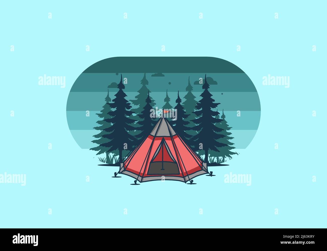 Cone tent and pine trees illustration design Stock Vector Image & Art ...