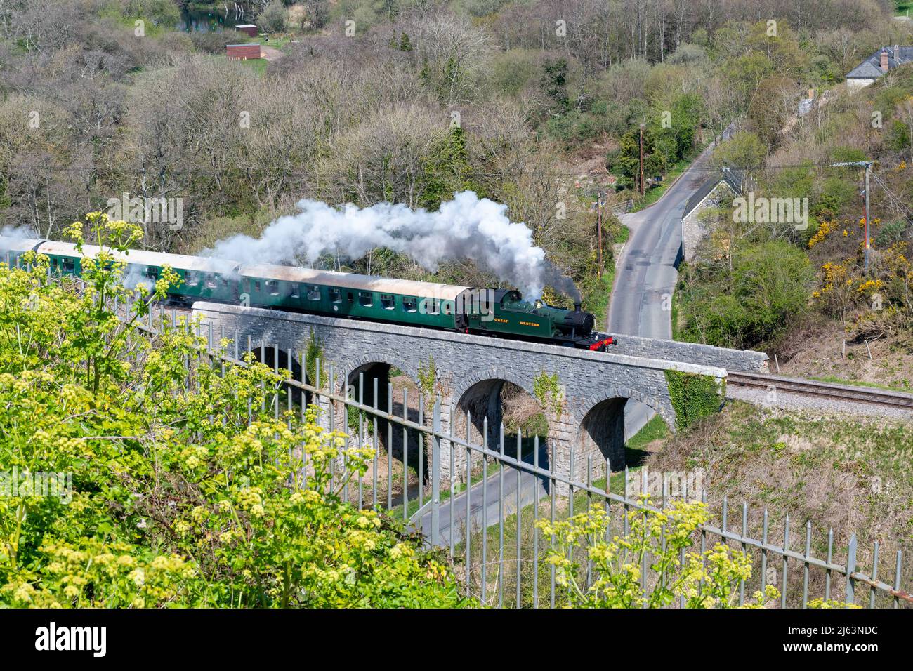 Steam train on the Swanage Railway in Dorset, England, UK, travelling ...