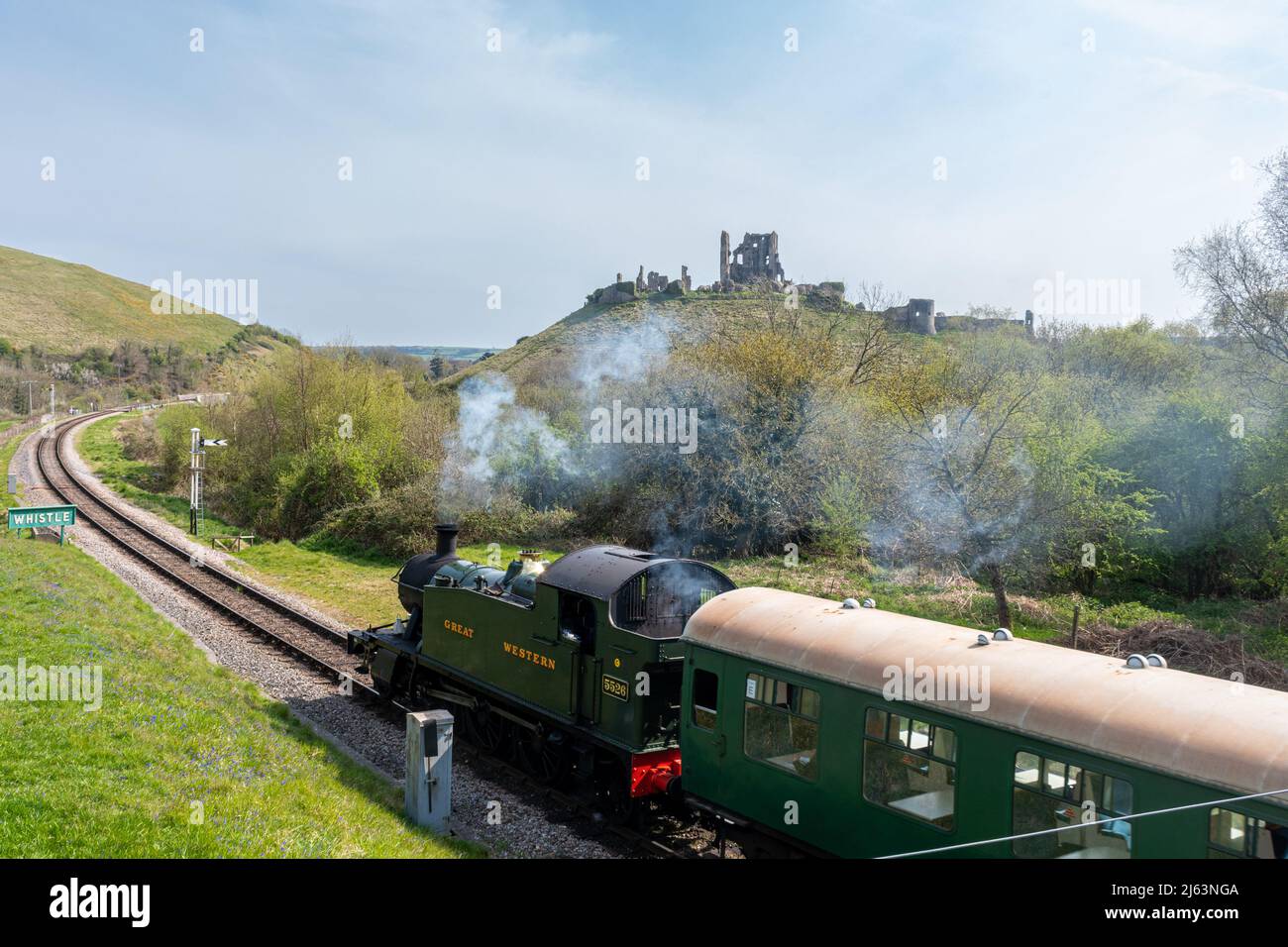 Steam train on the Swanage Railway in Dorset, England, UK, steaming ...
