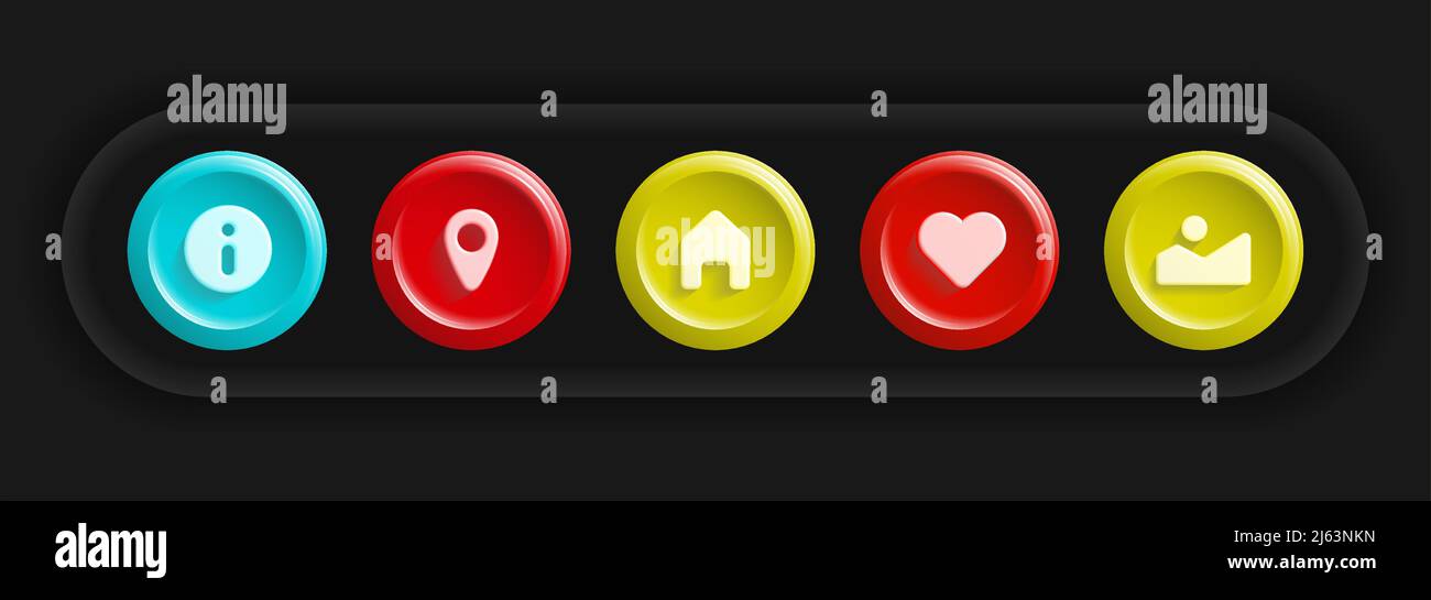 Colorful Icons. Set of Different Buttons. Vector illustration Stock ...