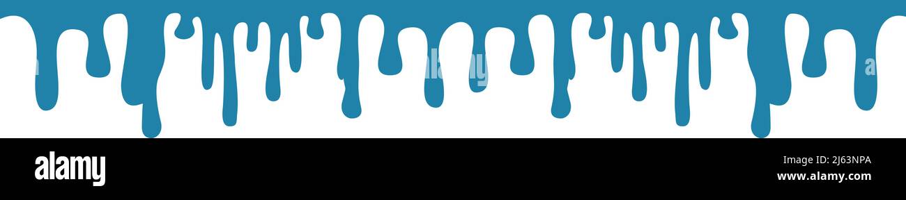 Dripping blue liquid paint. Horizontal drain border Stock Vector Image ...