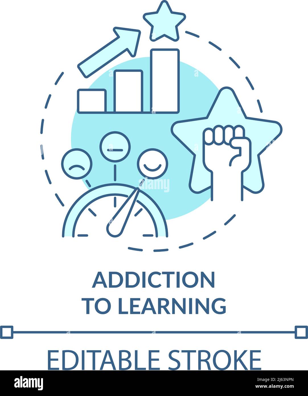 Addiction to learning turquoise concept icon Stock Vector Image & Art ...