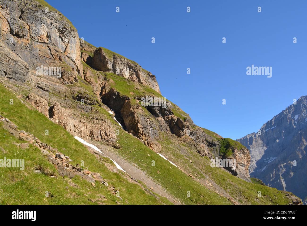 rock face between Lötschental and Kandersteg in the swiss alps in ...