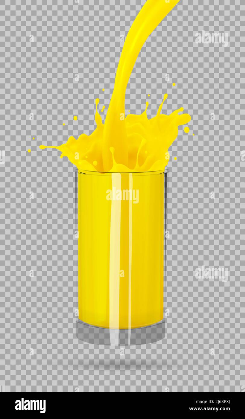 glass of orange juice, splatter orange splashes of paint, 3d realistic ...