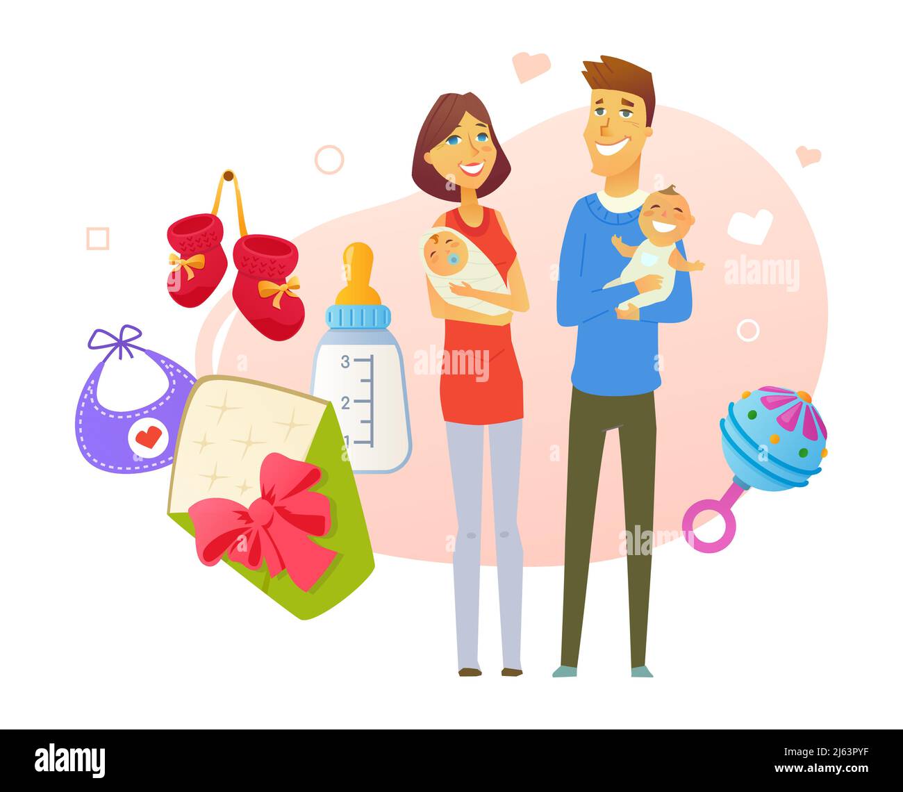 Young family with infant - modern colored vector poster Stock Vector ...