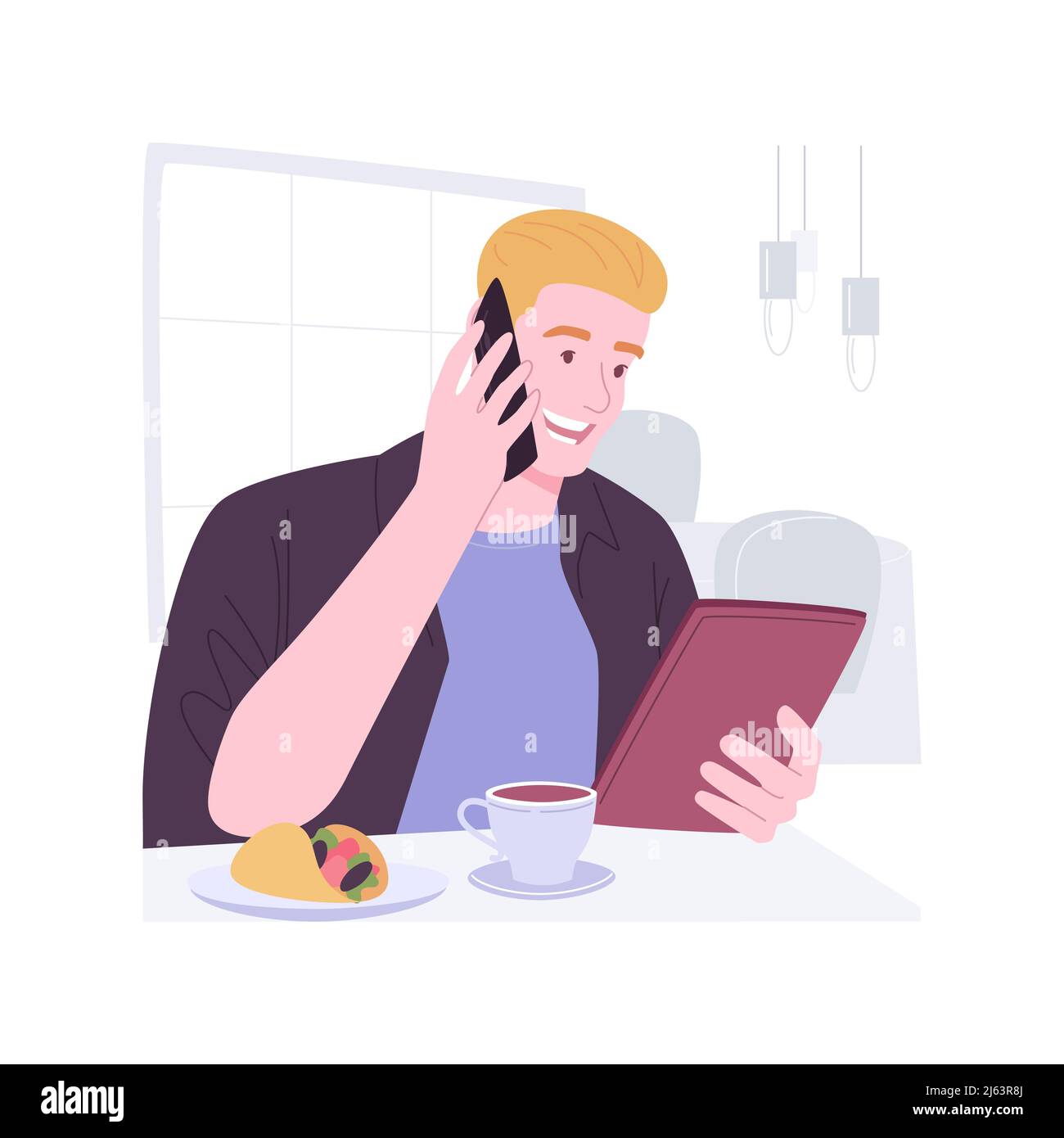 Busy lunch time isolated cartoon vector illustrations Stock Vector ...