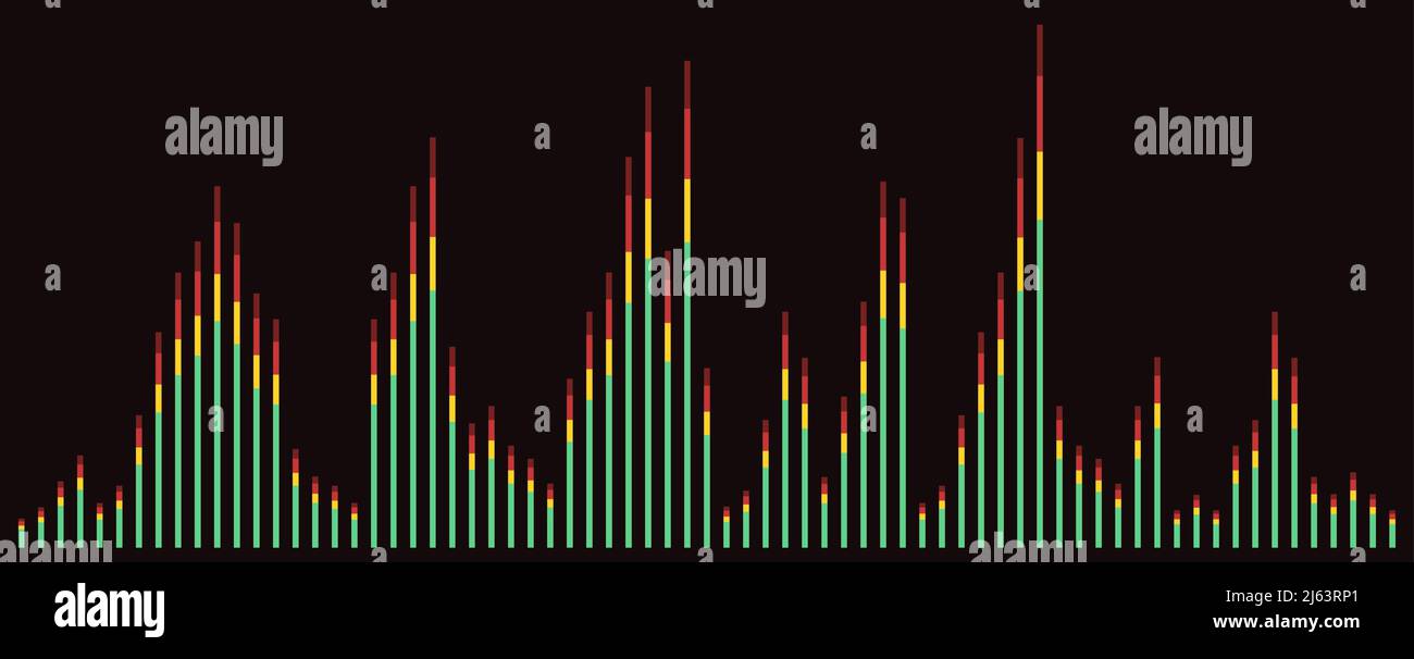 Voice sound display. Audio graph of waveform equalizer. Audio levels ...